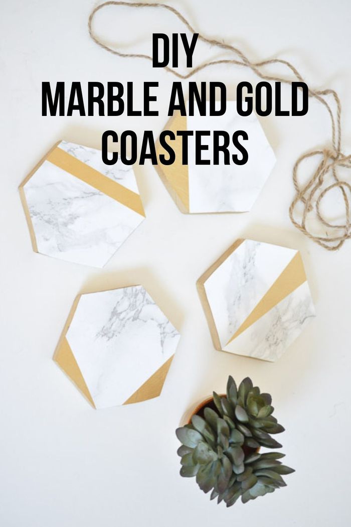 Easy DIY Marble And Gold Coasters - Quick Hack! - Anika's DIY Life