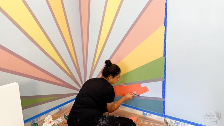 DIY Sunburst Rainbow Accent Wall - Anika's DIY Life
