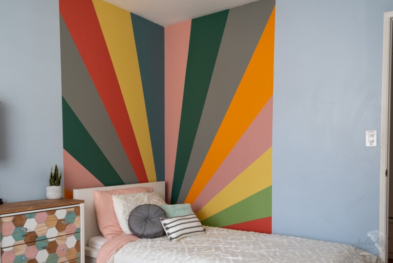 DIY Sunburst Rainbow Accent Wall - Anika's DIY Life