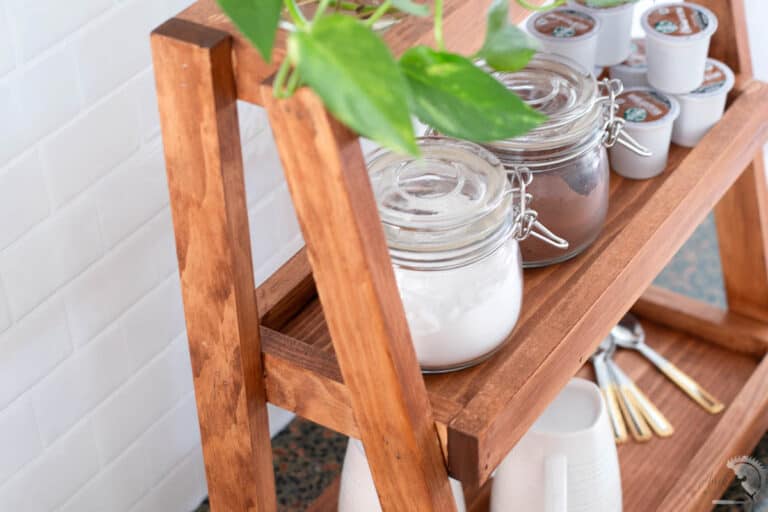 How To Build A Wooden DIY Tiered Organizer Shelf - Anika's DIY Life